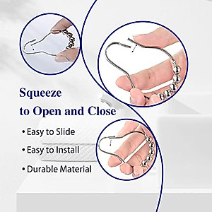 Shower Curtain Rings, Shower Curtain Hooks Brushed Nickel, 36 PCS Metal Ring for Shower Curtain Rods