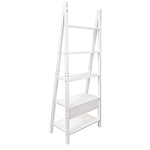 Kiera Grace Providence Miller Floor Shelf – White Matte Finish, 5-Tiered, 71-Inch by 25-Inch by 18-Inch