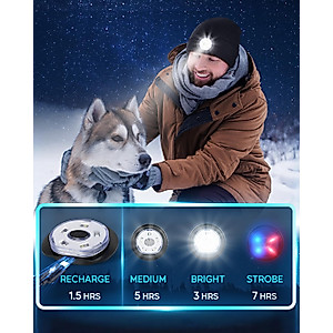 Rechargeable LED Beanie Hat with Flashlight - Unisex Winter Knitted Headlamp Cap for Men and Women