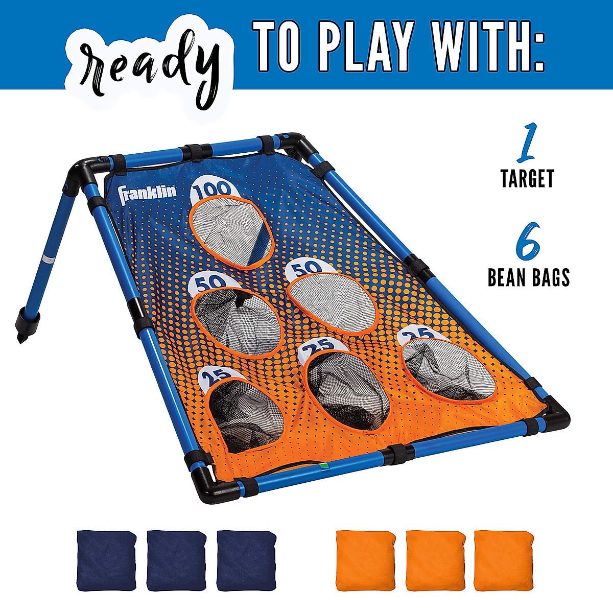 Franklin Sports 6 Hole Bean Bag Toss - Indoor + Outdoor Bean Bag Toss Set with (6) Bags Included - Bean Bag Toss for Kids + Adults