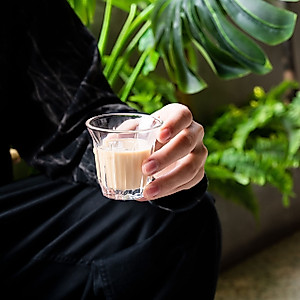 Aijohnny Espresso Cups Set of 2 Clear Glass Cups 3oz for Coffee/Milk, Coffee Mugs Insulated Shot Glasses Regular Espresso Accessories in Kitchen/Office/Bar, Easy to Clean (3oz-2 Pack)