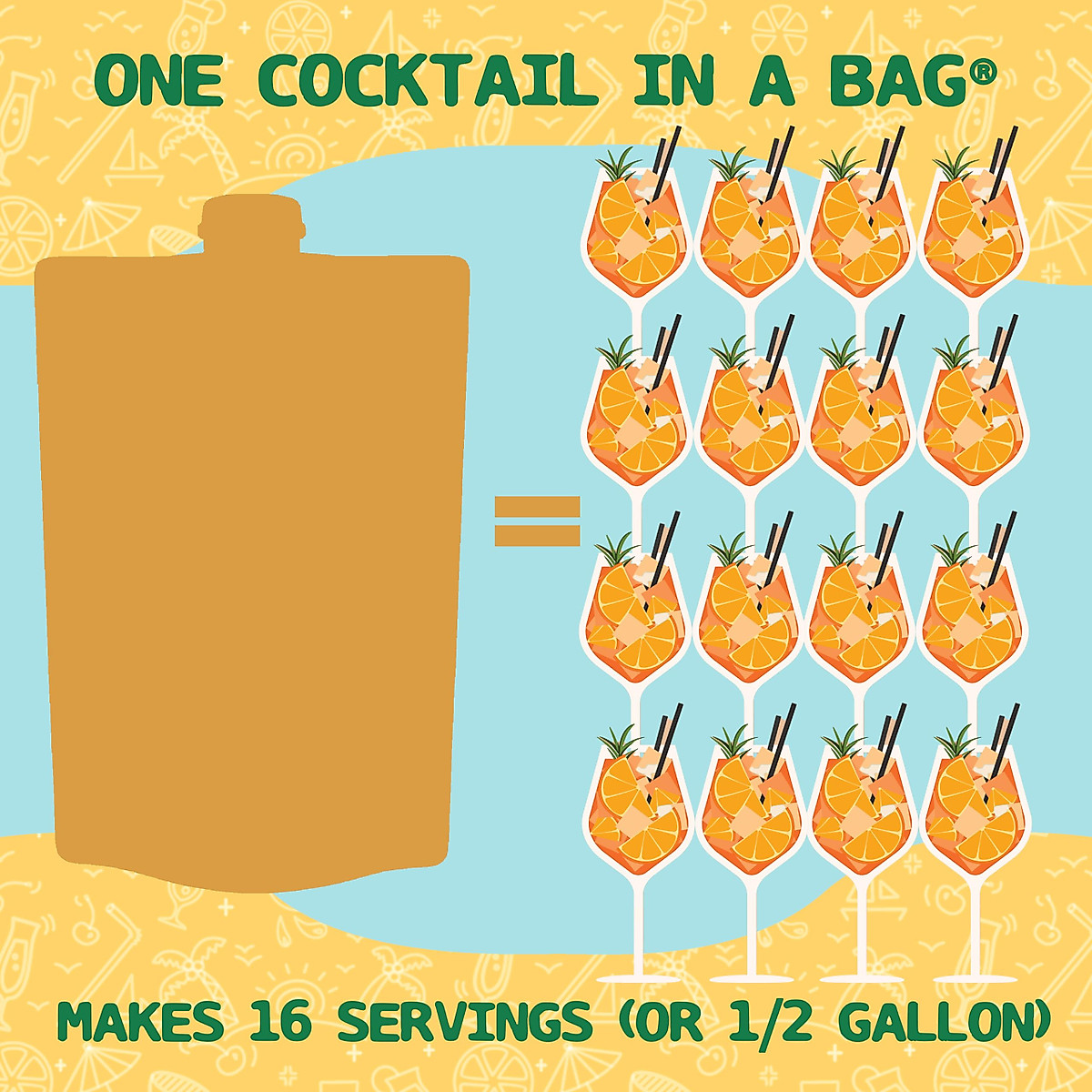 Lt. Blender's Peach Bellini in a Bag - Wine Slushie Mixes - Each Bag Makes 1/2 Gallon of Frozen Peach Bellini Mix – Non-GMO Wine Freezer mix - Make with Wine, Liquor or as a Mocktail - (Pack of 3)