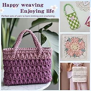 1 PCS 200g Sky Blue 100% Cotton Yarn Hollow Knitted Crochet Yarn,164 Yards Fabric Yarn Round Rope Yarn for DIY Handbag Purse Basket Cushion Crochet Bag