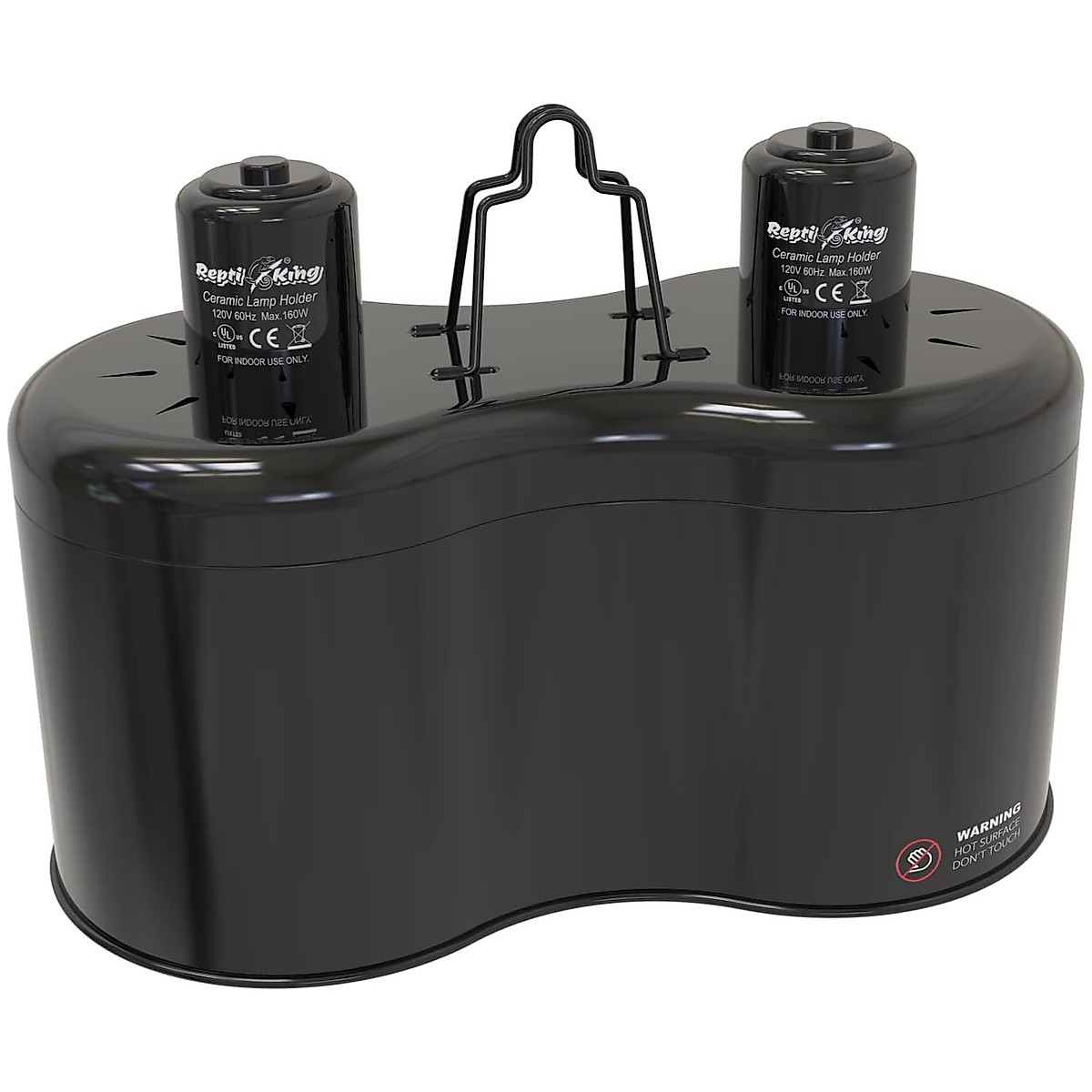 ReptiKing Reptile Dual Dome 12inch, Fits Reptile Light/Heat Lamp/UVB Light, Max. 160W each,Patent Design K8561, Reptile Light Fixture