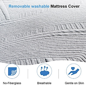 Natulliy Queen Mattress 10 Inch Gel Memory Foam Mattress in a Box, Firm Support, Removable Cover, Fits Various Bed Frames,Non-Fiberglass Queen Size Mattress Grey