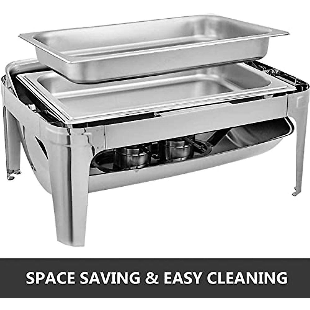 UZOURI Stainless Steel Chafing Dish, Chafing Dish Set Food Warmer Buffet with 2 Chafing Dish Methanol Gel Fuel, for Buffet Catering Kitchen Party