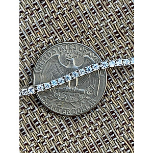 HarlemBling Real Solid 925 Sterling Silver 2mm CZ Tennis Bracelet - 6-8.5" Iced Diamond One Row Bracelet - Thin & Great For Classy Everyday Look (7.5)