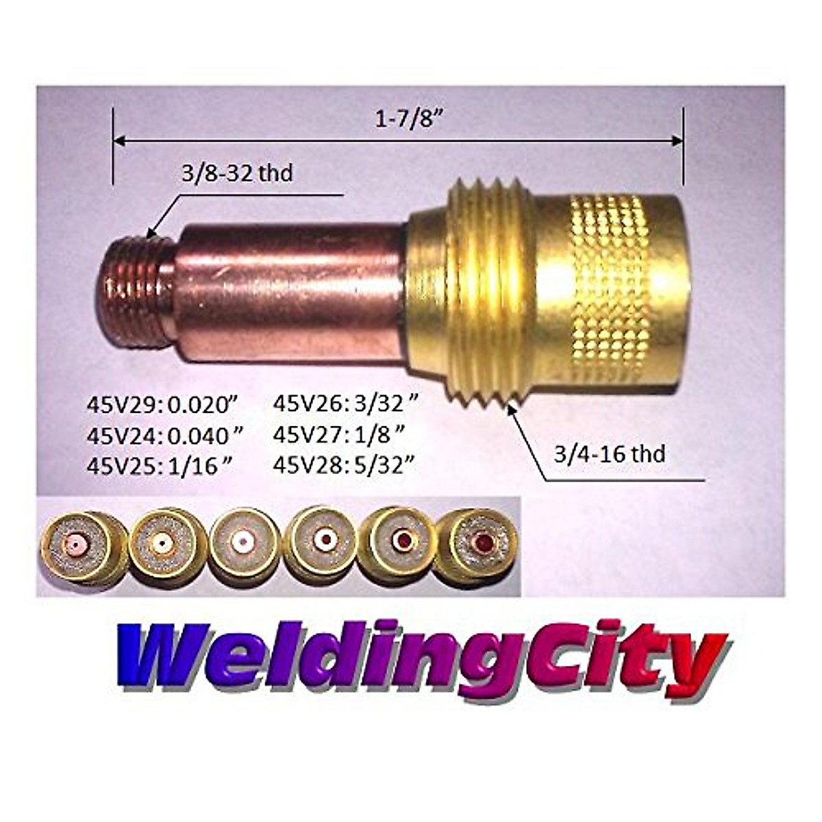 WeldingCity TIG Welding Torch Accessory Kit for Gas Lens Setup .040"-1/16"-3/32"-1/8" Collet-Gas Lens-Ceramic Cup-Gasket-Back Cap for Torch 17, 18 and 26 Miller Lincoln Hobart ESAB Weldcraft (T6)