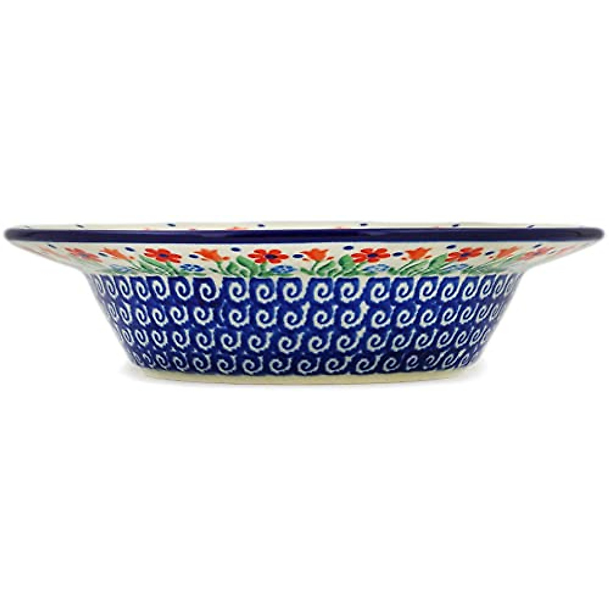 Polish Pottery 8-inch Pasta Bowl made by Ceramika Artystyczna (Babcia's Garden Theme) + Certificate of Authenticity
