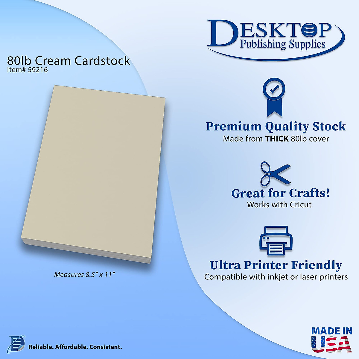 Heavyweight Natural Cream Cardstock 8.5" x 11" - Thick Paper for Printing - Inkjet / Laser 80lb Cardstock (20 Sheets)