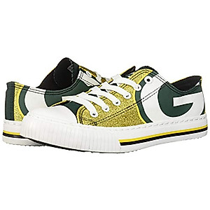 FOCO Green Bay Packers NFL Womens Glitter Low Top Canvas Shoes - 7