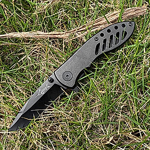 XIPHIAS Practical Folding Pocket Knife with Deep Pocket Clip, Black, XK042, 6.5" Overall(Pocket Knife)