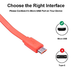 Replacement Flip 4 Charging Cable Micro USB Fast Charger Flat Power Cord Compatible with JBL Bluetooth Speaker Flip 3 4 GO Xtreme Charge 2+ Charge 3 Pulse 2 3 Clip 2 Micro II Micro Trip Speaker-Orange