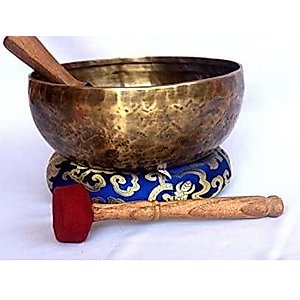 Throat Chakra and Zeal Chakras Note Antique Hand Hammered Tibetan Meditation Singing Bowl 9 Inches-Yoga Old Bowl by Sinigng bowl house