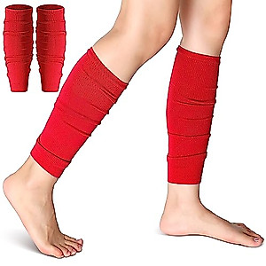 4 Pairs Leg Sleeves to Accompany Grip Socks Calf Compression for Soccer, Football, Basketball, Match Your Team Kit (Red,Small)