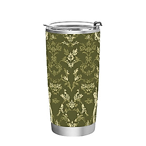 Turtle Silhouette Olive Green and Sand Stainless Steel insulated cup with Lid and Straw mugs for coffee for hot and cold drinks safe tumblers with lids and straws 20 OZ