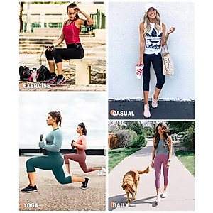 NEW YOUNG Capri Leggings with Pockets for Women High Waisted Workout Leggings Tummy Control Yoga Pants