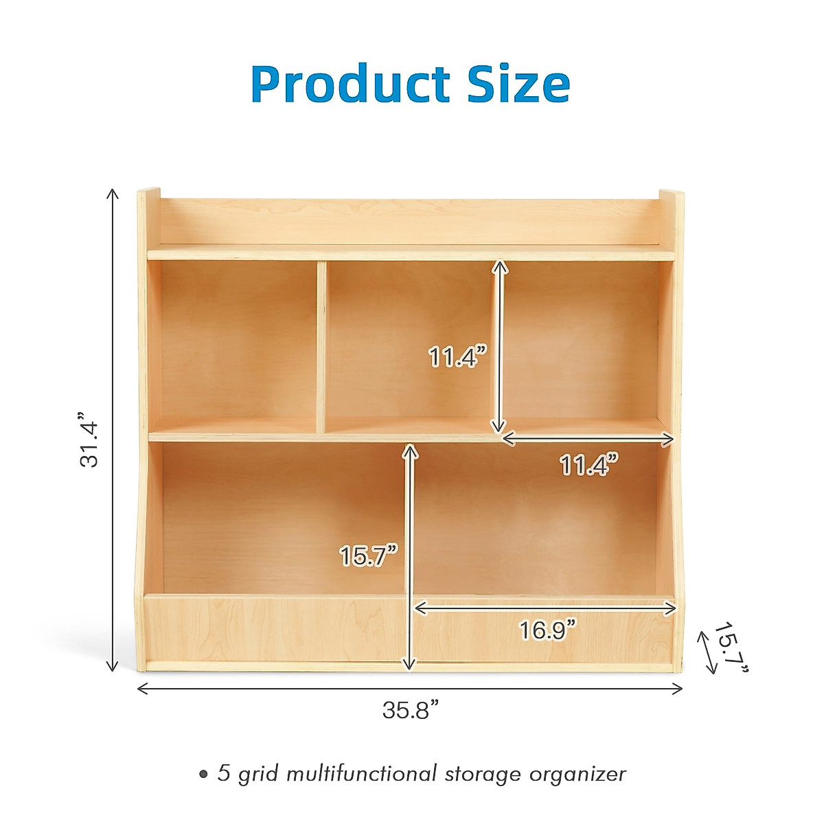 OOOK 2 in 1 Kids Bookshelf and Montessori Toy Shelf, Nursery Book Shelves for Organizing Books and Toys, Nice Book Shelf for Kids Rooms, Playroom, Kindergarten, School