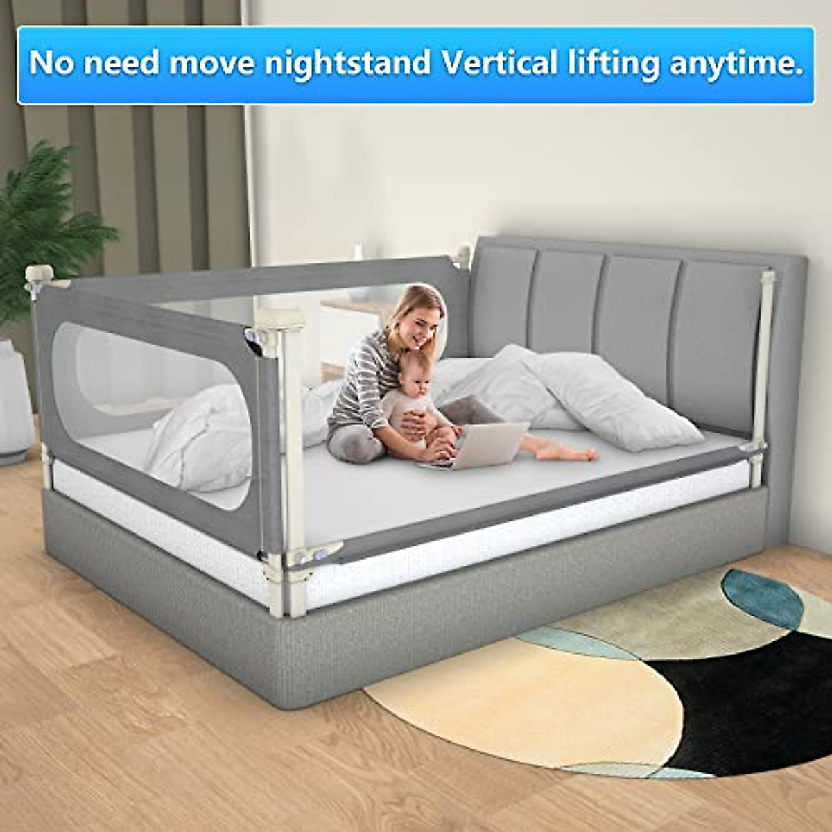 MagicFox Bed Rails for Toddlers, Extra Tall 32 Levels of Height Adjustment Specially Designed for Twin, Full, Queen, King Size - 2023Upgrade Model Safety Bed Guard Rails for Kids