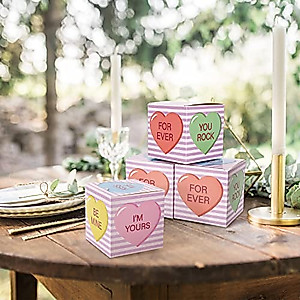 Whaline 24Pcs Valentine's Day Treat Boxes Conversation Heart Cardboard Box Colorful Cute Holiday Paper Gift Container for Cookie Goodie Candy Sweet Valentine's Day Party Favor Supplies