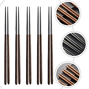 Hemoton Metal Chopsticks 5 Pairs Sushi Chopsticks Sashimi Chopsticks Stainless Steel Japanese Chopsticks with Wood Handle Chef Traditional Garnishing Plating Tweezers Gifts Sets