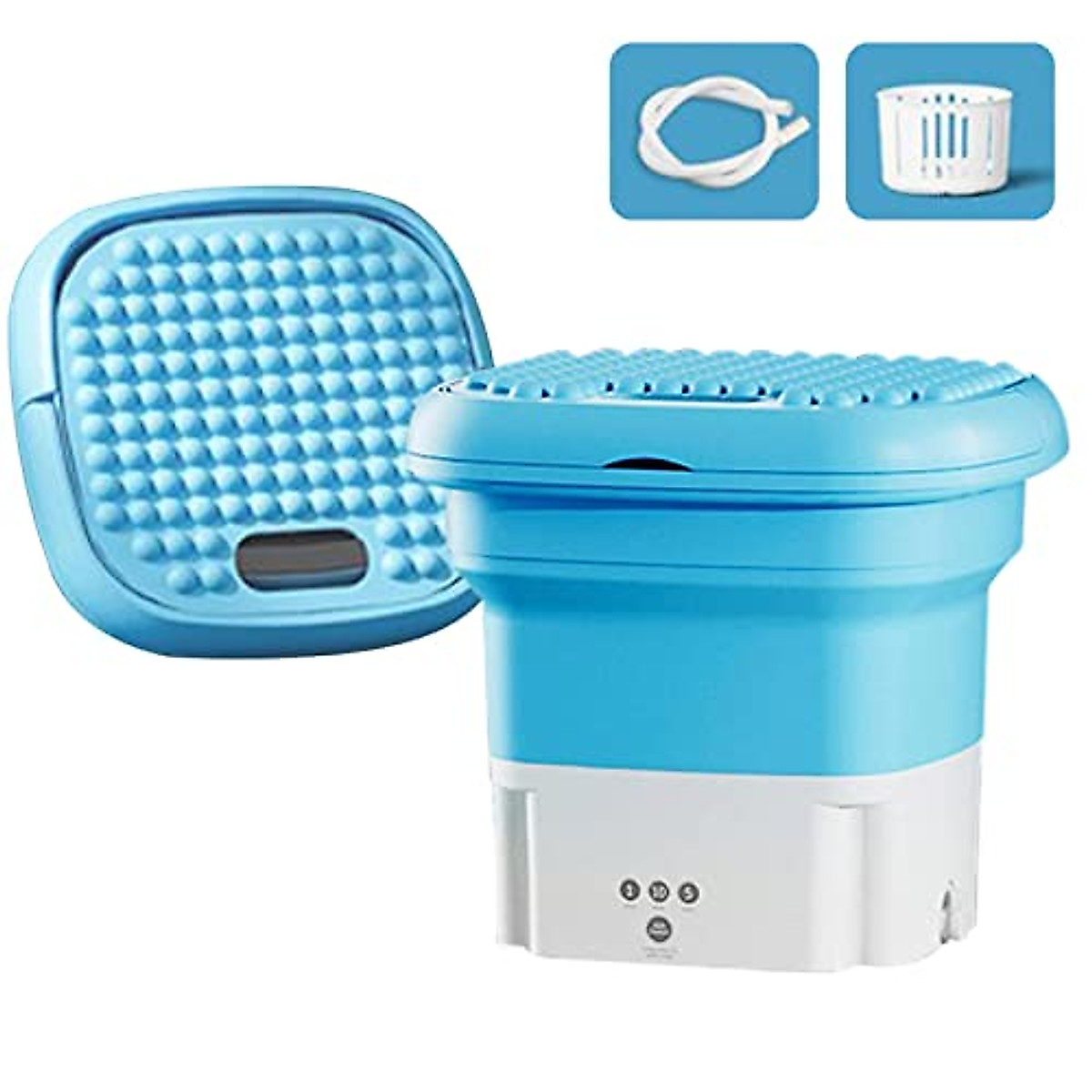 Portable Washing Machine Mini Foldable Washer with Spin Dryer Bucket for Baby Clothes,Underwear,Socks,Towels Perfect for Travel,Apartment,Lightweight & Easy to Carry (Blue), S43L18CGNE9F019EUHK