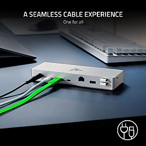 Razer Thunderbolt 4 Dock: 10 Ports in 1 - Dual 4K or Single 8K Output - USB A and C Hub, 2.5 GbE Thunderbolt 3, Mac, and PC Compatible - Thunderbolt 4 Certified - Passthrough Charging - Mercury White