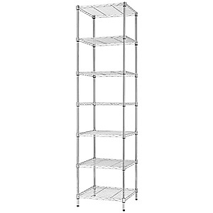 Finnhomy Heavy Duty 7 Tier Wire Shelving, 18x18x72 inches 7 Shelves Storage Rack with Thicken Steel Tube, Pantry Shelves for Storage, Adjustable Metal Shelving Unit, NSF Certified, Chrome