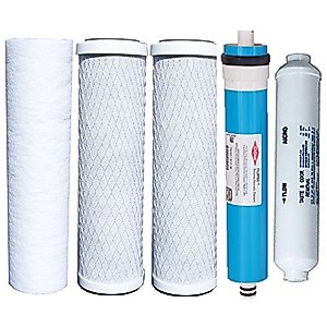 Watts Reverse Osmosis Replacement Filter Set 5 pcs w/ Filmtec 50 GPD Membrane by Watts