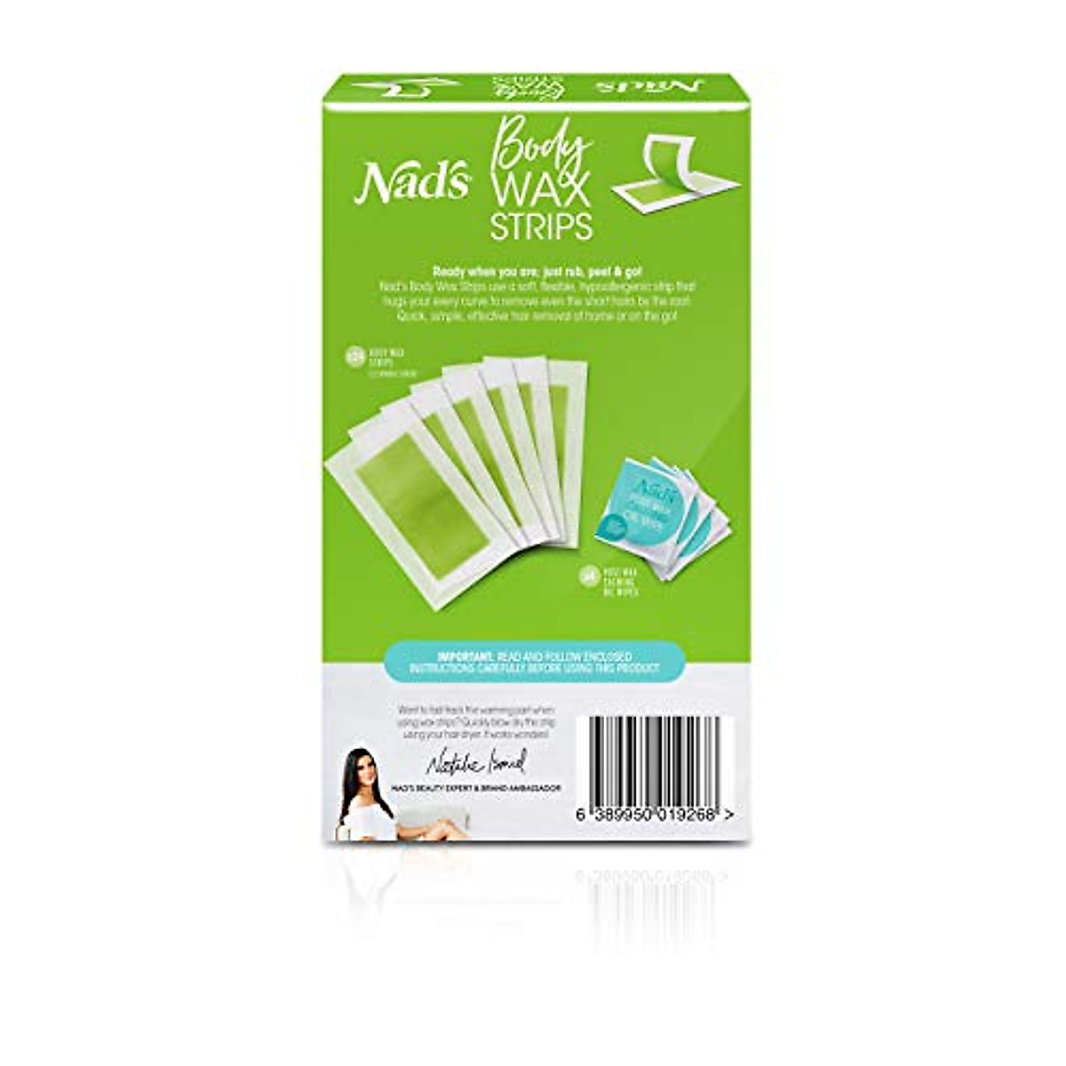 Nad's Body Wax Strips Hair Removal For Women At Home plus 4 Calming Oil Wipes, 24 Count