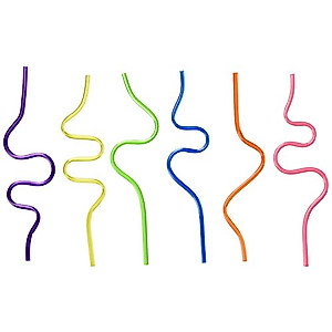 Amscan Assorted Colors Plastic Silly Straws (Pack of 36) - Perfect Party Favor Accessory, Unique Fun Drinking Experience
