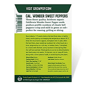 Purely Organic Products Purely Organic Heirloom Sweet Pepper Seeds (California Wonder) - Approx 35 Seeds