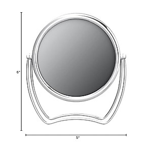 OMIRO Travel Vanity Mirror – 5 Inch Double-Sided 1X/15X Magnification Swivel Makeup Mirror with 360° Pivot Stands, Chrome Finish