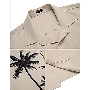 COOFANDY Men Beach Vacation Shirts Aloha Hawaiian Shirts Tropical Shirt with Pockets