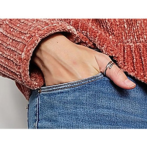 SOVATS Hammered Thumb Ring for Women 925 Sterling Silver Rhodium Plated - Simple, Stylish &Trendy Nickel Free Ring, Size 11