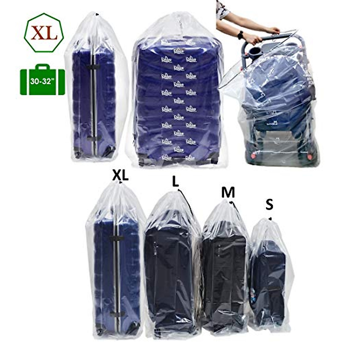 4 pieces of Dust Cover Big Plastic Drawstring Bags Multi-Purpose for Storage and Keeping Luggage, Big Dolls, Blankets, Pillows, Suitcase Good for Household Organizing Reusable (XL (85x125 cm))