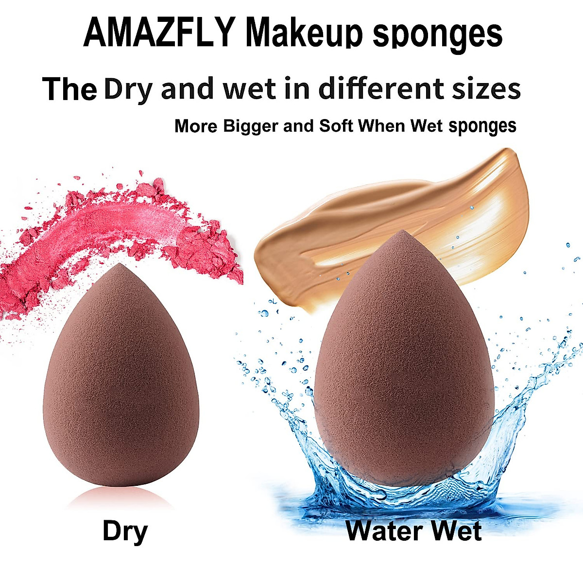 Air Cushion CC Cream Mushroom Head Foundation, 2 PCS Amazfly Moisturizing BB Cream Face Primer Makeup Long Lasting Matte Concealer Bright Makeup Base Long Lasting with Mushroom Makeup Sponge and Powder Brush (Natural+Face Primer)