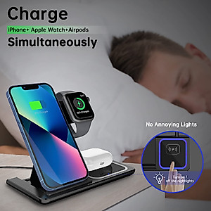 SWAGITLOUD 3 in 1 Fast Wireless Charging Station Dock, Compatible with iPhone 13/12/11/Pro/XS/XR/X/SE/8/8 Plus, Apple Watch Series 6/5/4/3/2/AirPods, USB-C, Qi Certified, 65W