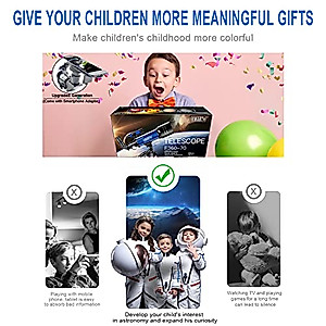 Telescope, 2 Eyepieces Portable Telescopes for Kid Adults Astronomy Professional Beginners with Finderscope, Tripod, Phone Adapter