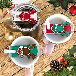 Christmas Tumbler Name Tag, Customized Reindeer Tumbler Name Tags, Christmas Reindeer Tumbler Name Plate, Personalized Name ID Tags for 30oz 40oz Tumblers, Quencher Tumbler Name Plate