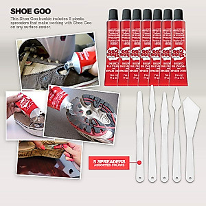 Shoe Goo Repair Adhesive for Fixing Worn Shoes or Boots, Clear, 7X 0.18-Ounce Tubes, Pixiss Spreader Tools Set
