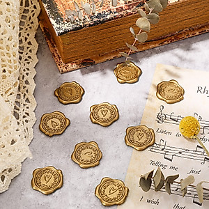 Whaline 50Pcs Embossed Wax Seal Stickers Heart Pattern Envelope Seal Stickers Bronze Classic Self-Adhesive Decorative Stamp Sticker for Wedding Greeting Invitation Cards Snail Mails Wine Packages Gift
