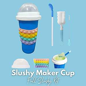 FROSTY - Magic Slushy Maker Squeeze Cup - Tiktok Smoothie- Frozen Drink - Soda Slushie - Ice Cream - Bonus Straw Spoon, Brush Cleaner, Pop It Squeeze Sleeve & Recipe