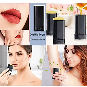 Minsily 20 PCS 15ml Empty Plastic Oval Deodorant Containers Oval Lip Balm Tubes 0.5 Oz Deodorant Sticks Containers Oval Twist-Up Tubes BPA-Free for DIY Homemade Crayon Chapstick Vials Holder(Black)