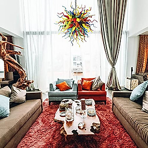 Alioth Hand Blown Glass Chandeliers, Luxury Ceiling Light Fixture, Art Murano Glass Chandelier Light for Dining Room, Living Room 20" x 20"