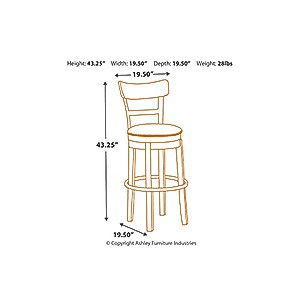 Signature Design by Ashley Pinnadel 30" Modern Swivel Pub Height Barstool, Light Brown