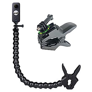 Jaws Flex Clamp Mount with Adjustable Gooseneck 19-Section Compatible with Insta360 One X3, X2, X, R, Go 2, GoPro Hero 10, Max, Fusion, DJI Osmo Action 2 Cameras Accessories