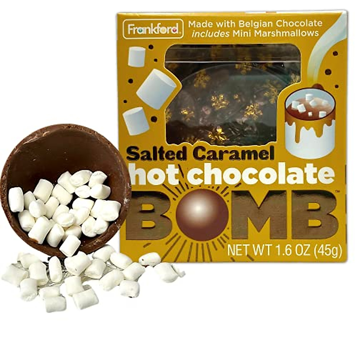 Hot Chocolate Melting Balls Assorted Flavor with Salted Caramel and Milk Mini Marshmallows Inside, Cute Candy Party Favor Pack Size, 1.6 Ounce