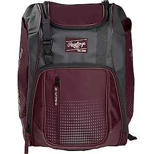 Rawlings | FRANCHISE Backpack Equipment Bag | Baseball / Softball | Maroon