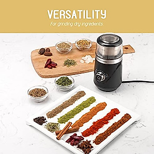 TWOMEOW Adjustable Electric Coffee Grinder with 10 Grind Settings, Spice Grinder and Coffee Bean Grinder with 1 Removable Stainless Steel Bowl, for Cold Brew Maker and Espresso Grinder, Black